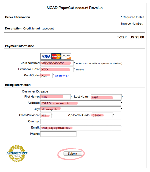 How Do I Add Credit to my MCAD PaperCut Account? | MCAD Intranet